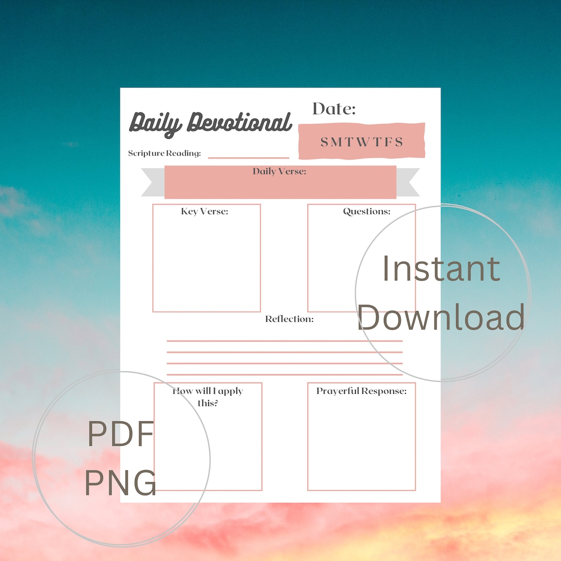 Printable Daily Devotional Journal, Binder Insert and Faith Planner ...