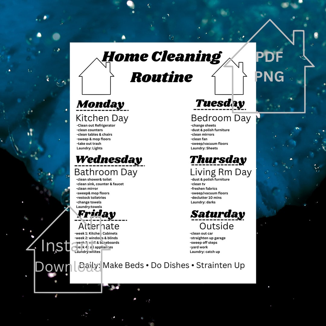Printable Cleaning List, House Cleaning List, Daily Cleaning, Weekly ...