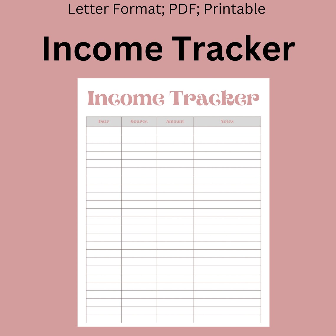 Printable Income Tracker, Income Tracker Sheet, Personal Income ...