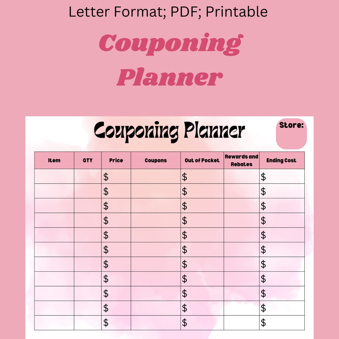 Couponing Planner, Organizing Coupons, Printable Template, Net Spending ...