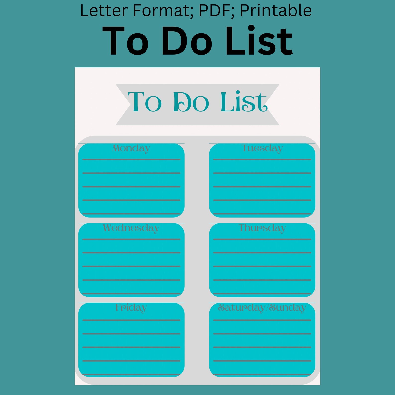 Printable to Do List, Weekly Planner, Weekly To-do Sheet, Printable ...