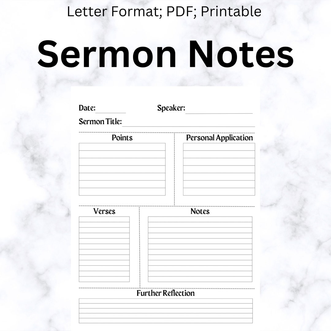 Printable Sermon Notes, Church Notes, Sunday Sermon, Preaching Notes ...