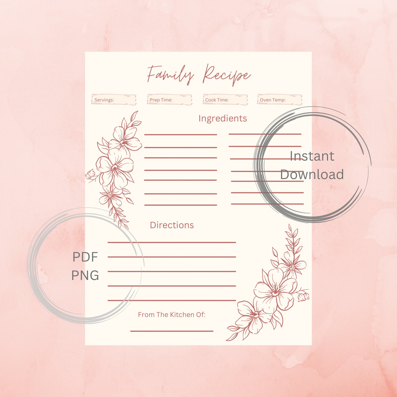 Printable Recipe Book Template Printable Recipe Page Blank - Etsy