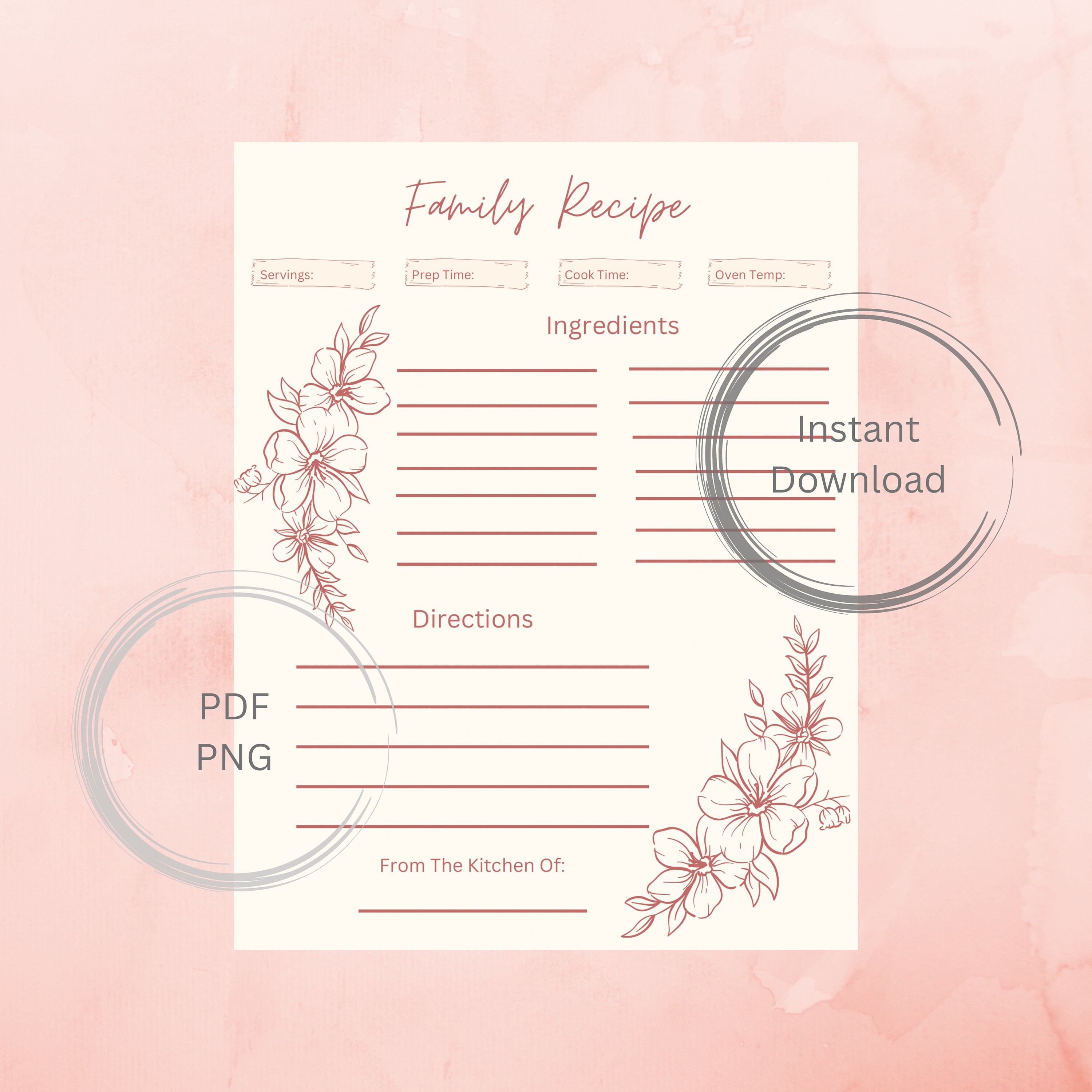 Printable Recipe Book Template Printable Recipe Page Blank - Etsy