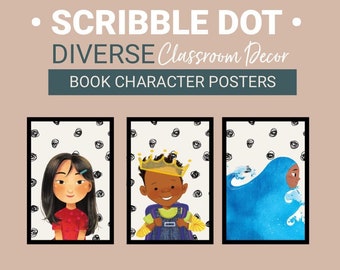 Diverse Book Character Posters Boho Neutral Background - Etsy
