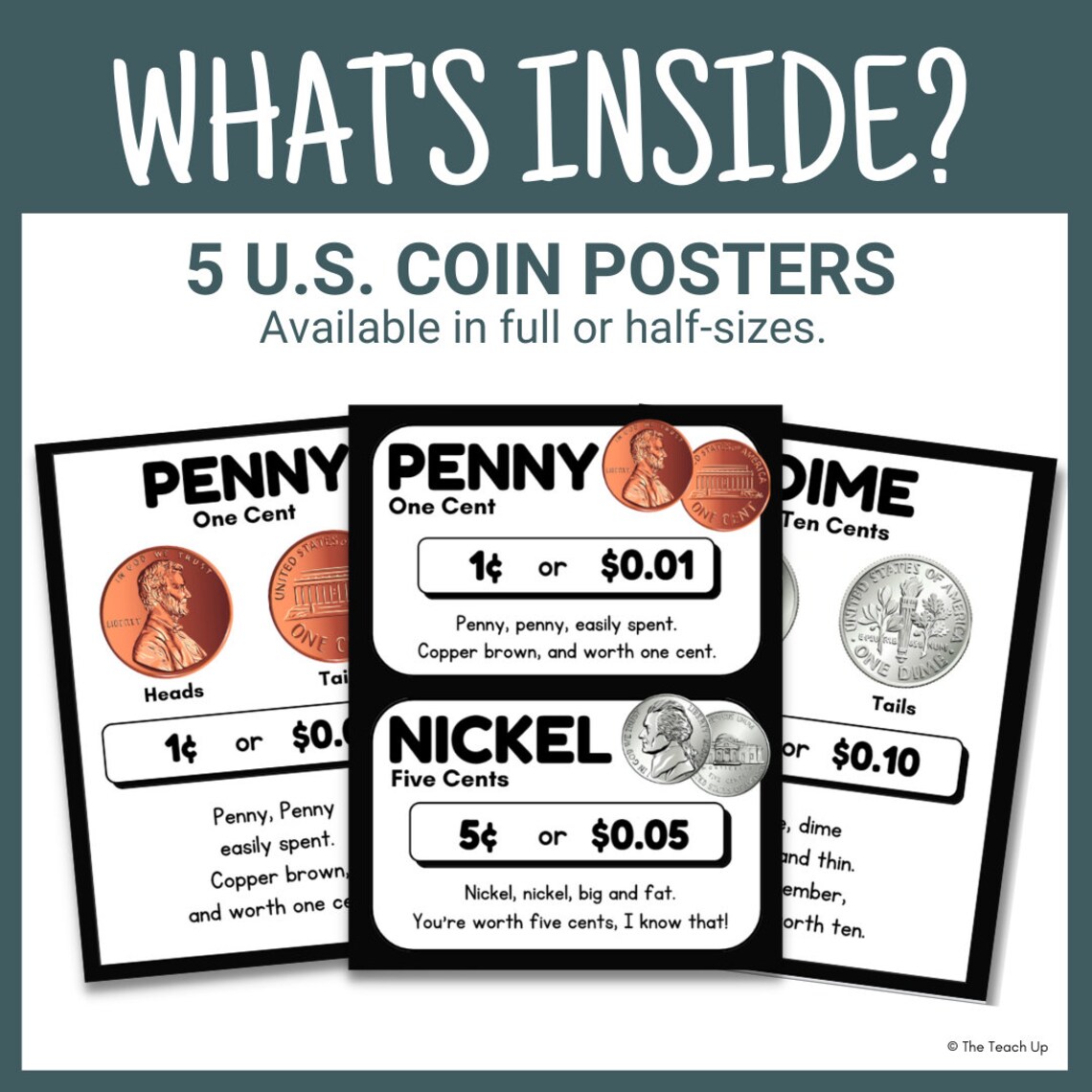 Counting U.S. Coins Worksheets and Posters for Identifying Coins - Etsy