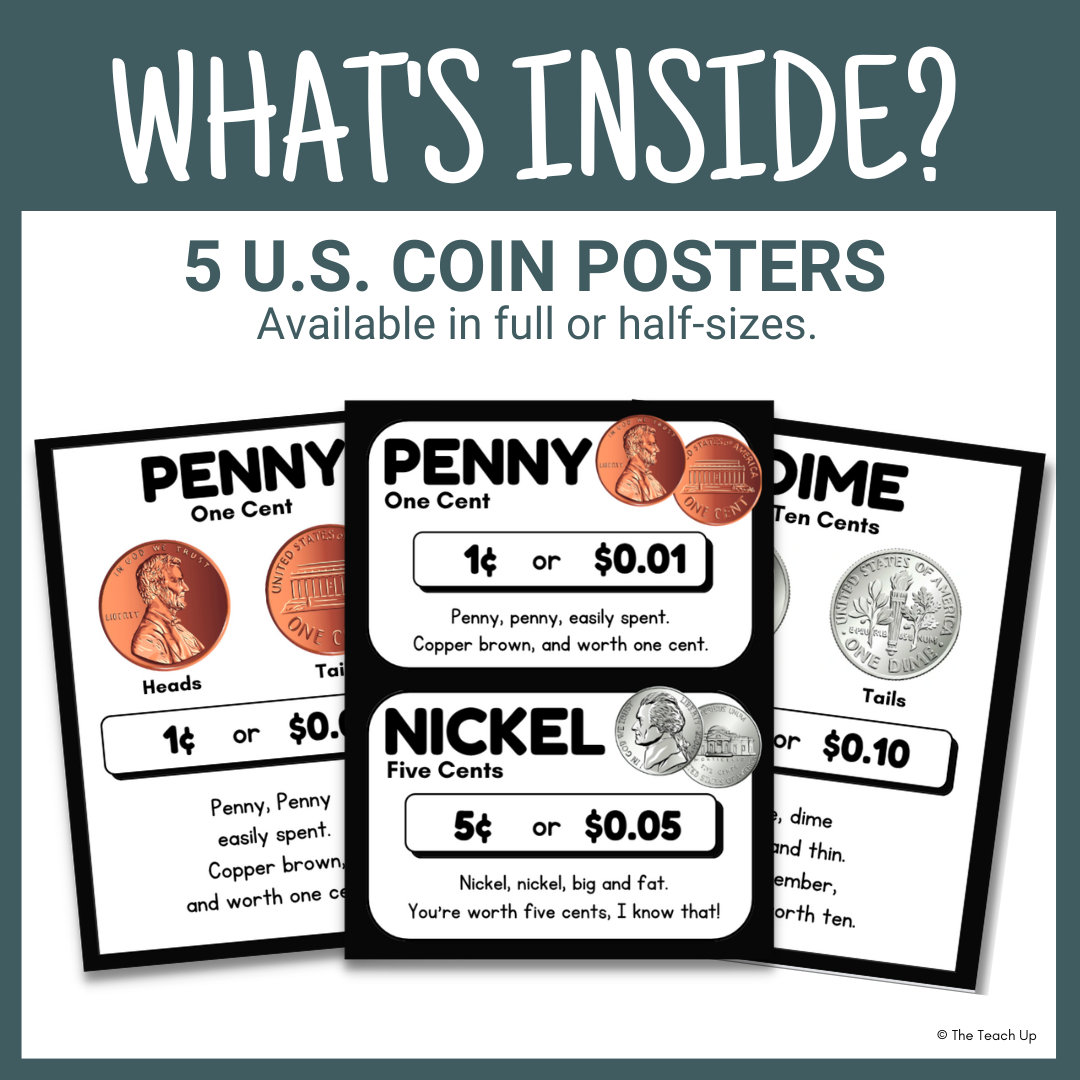 Counting U.S. Coins Worksheets and Posters for Identifying Coins - Etsy