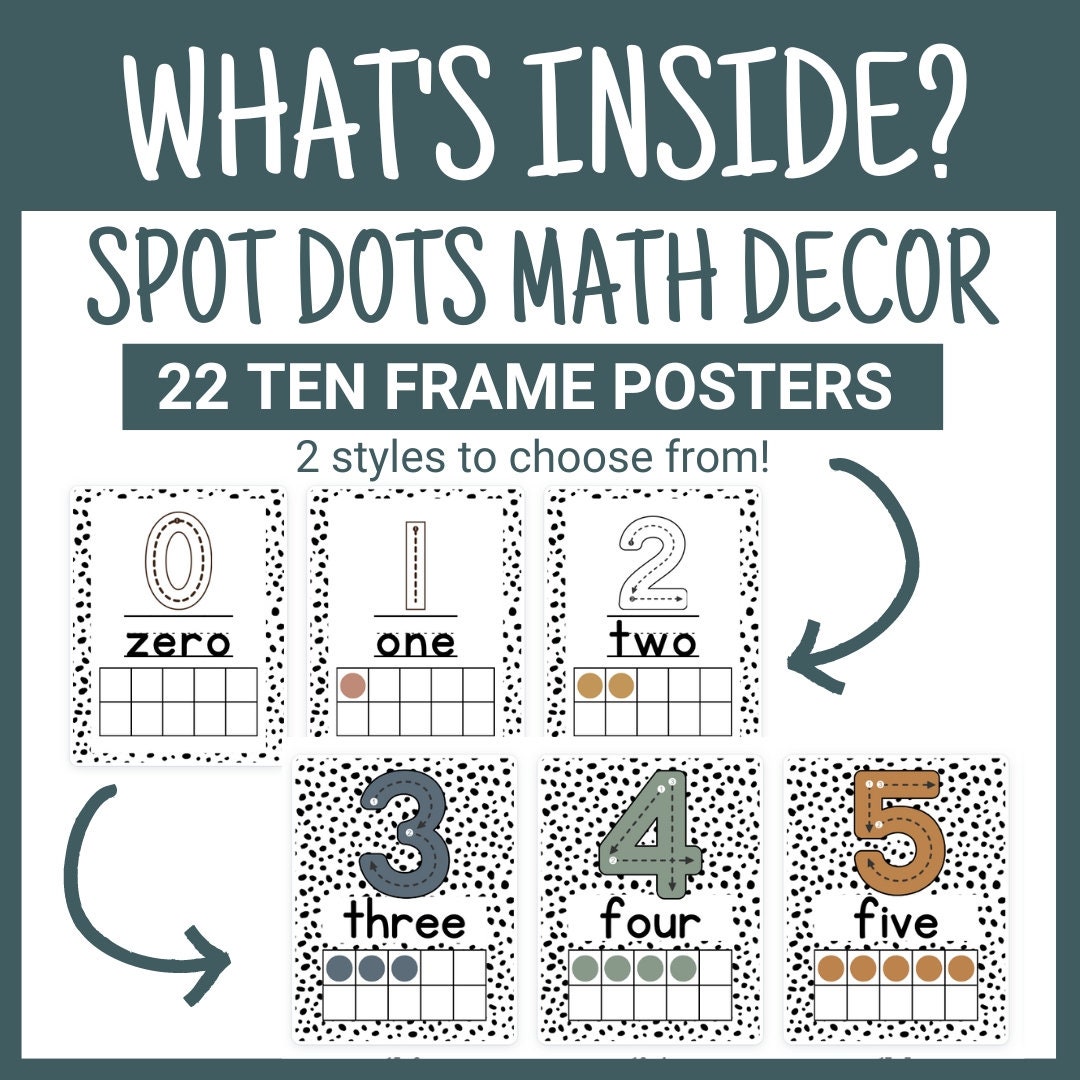 Ten Frame Posters | Math Display | Spot Dots | Classroom Decor - Etsy