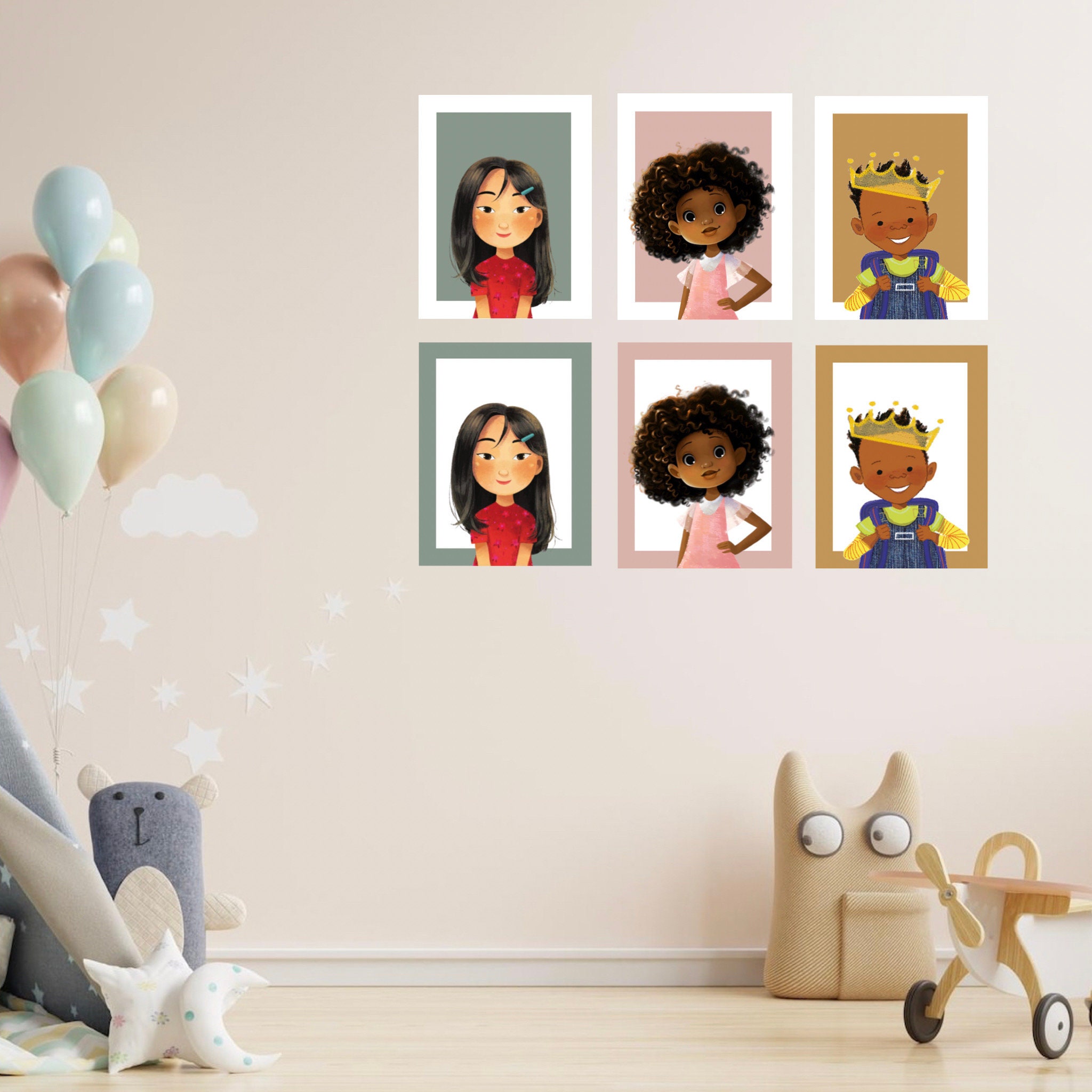 Diverse Book Character Posters Boho Neutral Background Classroom Decor ...