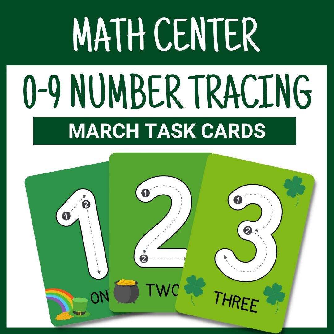 0-9 Number Tracing Task Cards | Math Center - Etsy