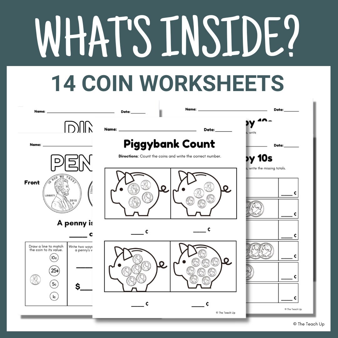 Counting U.S. Coins Worksheets and Posters for Identifying Coins - Etsy