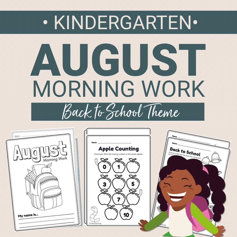 August Morning Work for Kindergarten | Back to School Worksheets ...