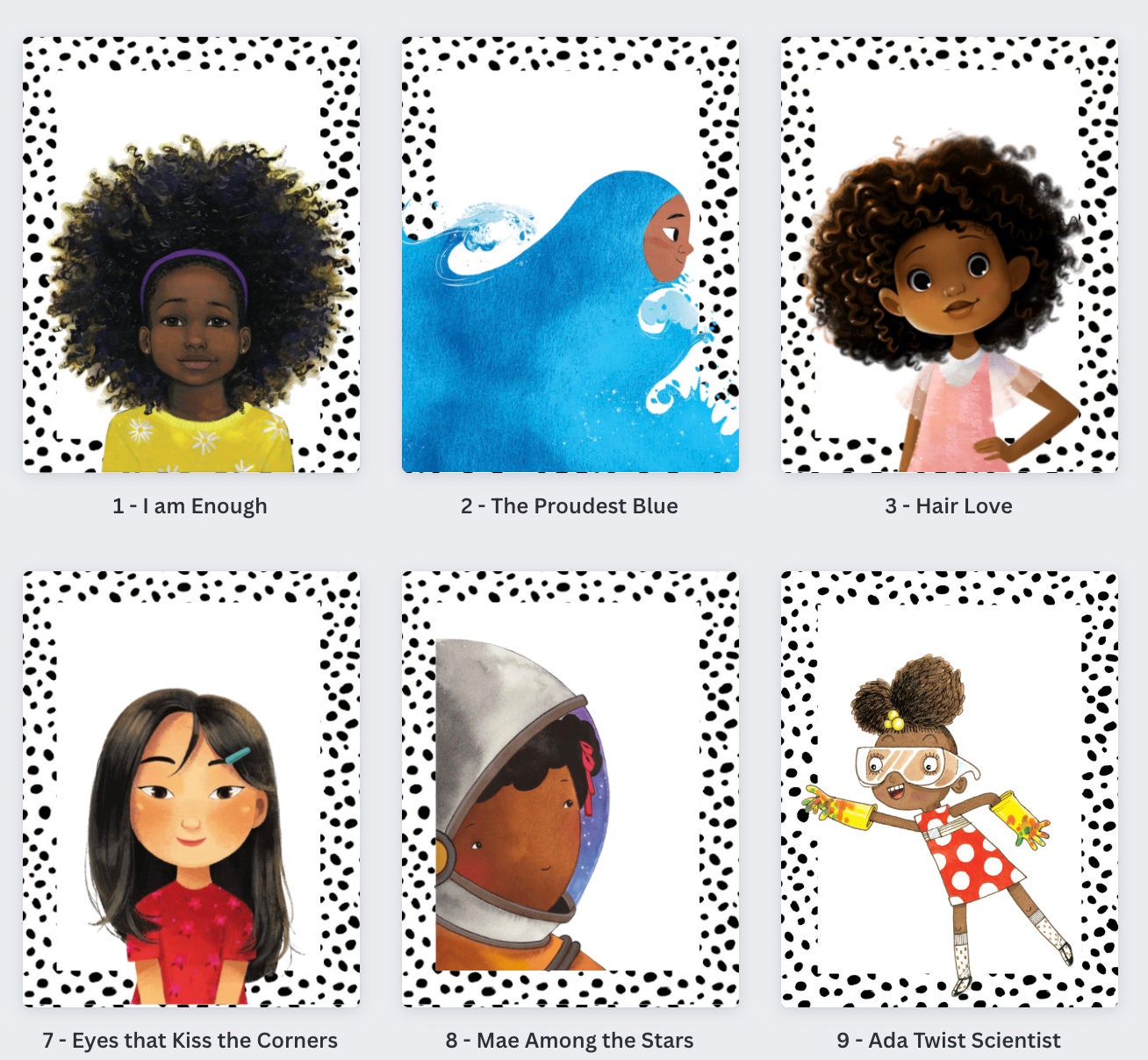 Diverse Book Character Posters Black and White Spot Background ...