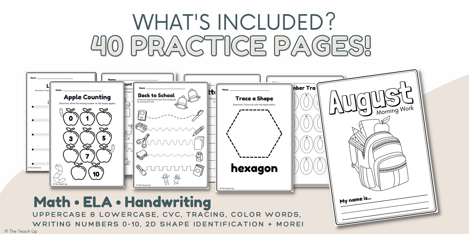 August Morning Work for Kindergarten | Back to School Worksheets ...