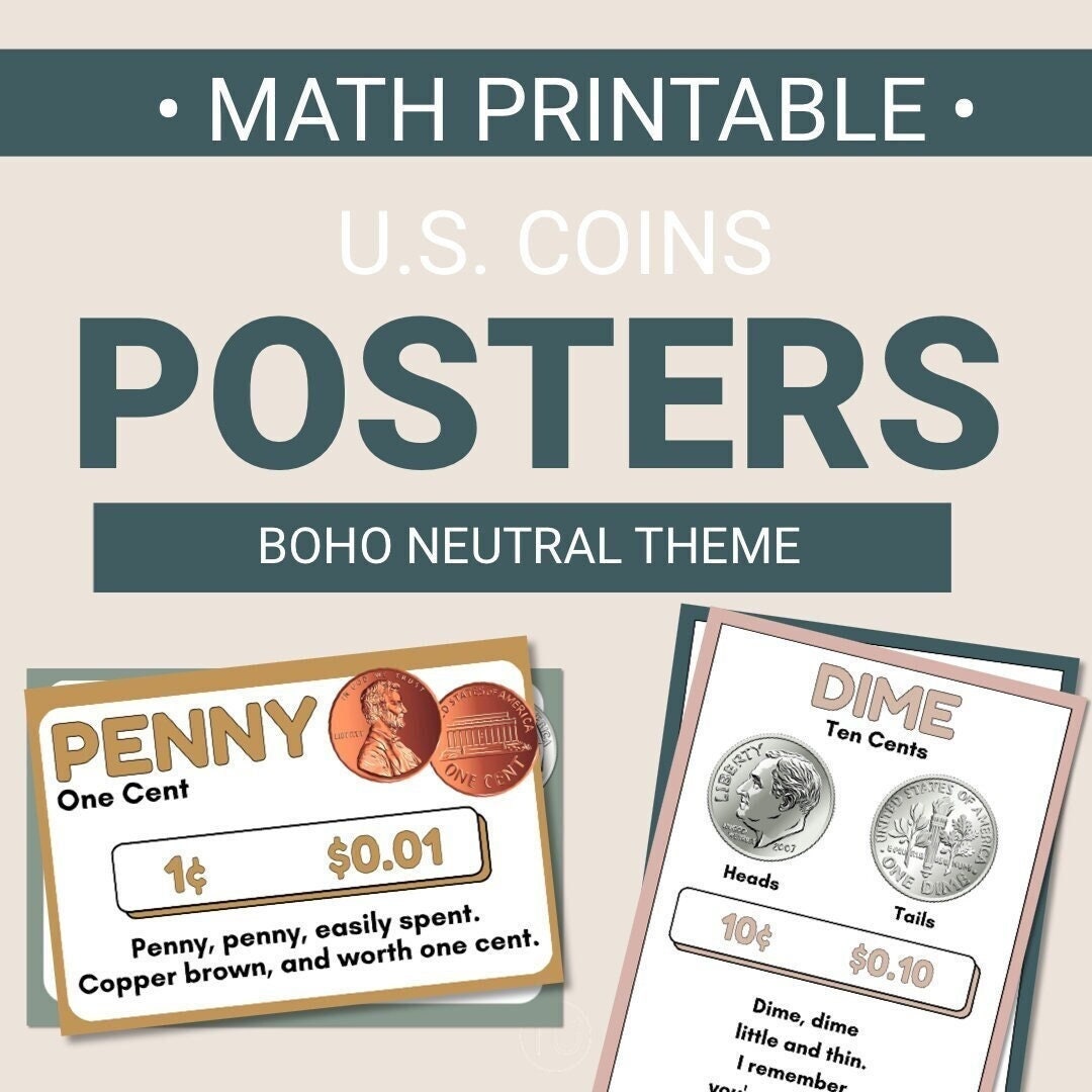 US Coin Value Posters | Boho Neutral - Etsy