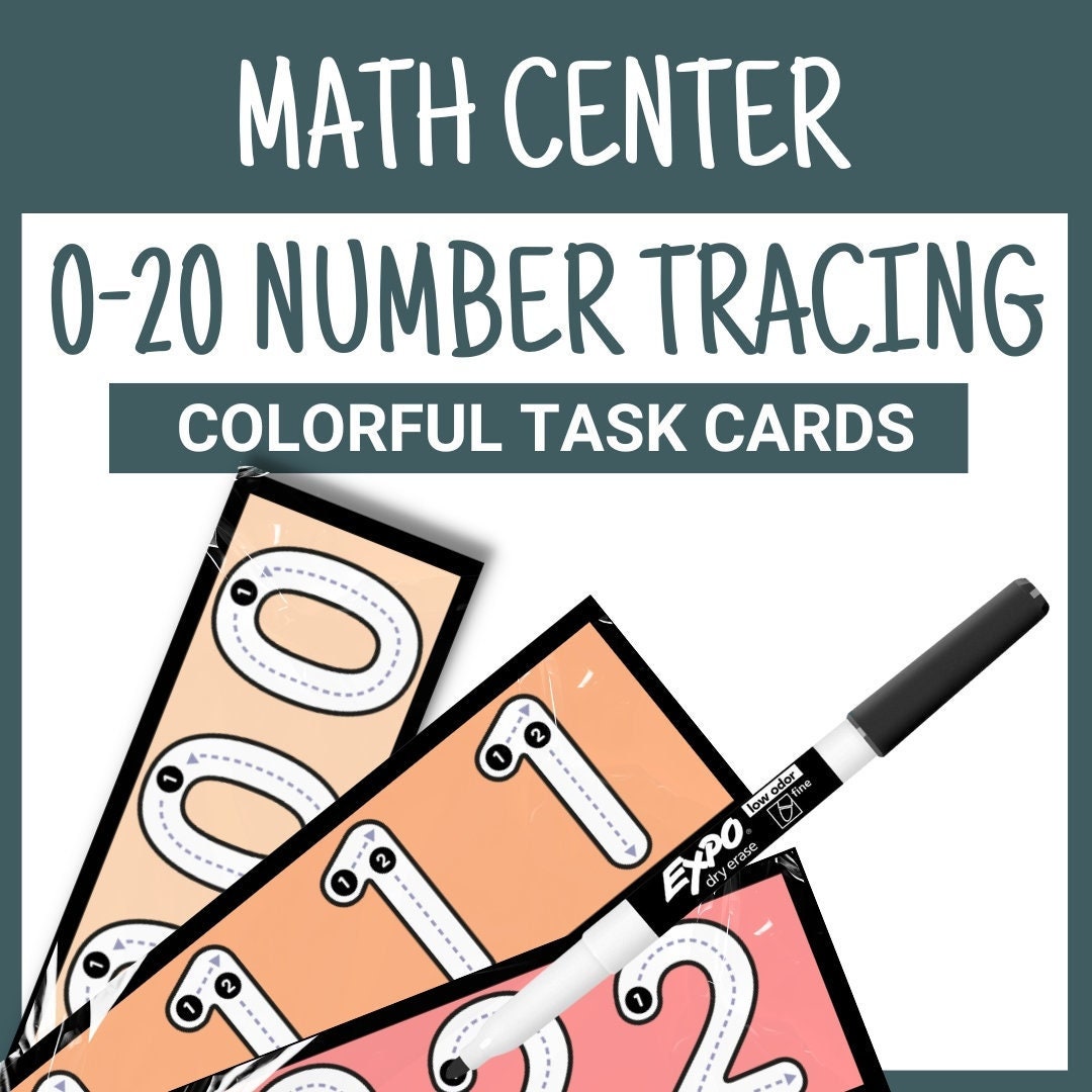 Number Tracing Cards 0-20 Math Center Number Formation - Etsy