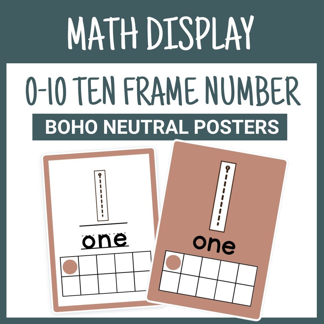 Ten Frame Posters | Math Display | Boho Neutral | Classroom Decor - Etsy
