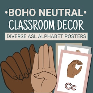ASL | American Sign Language | Alphabet Poster | Boho - Etsy