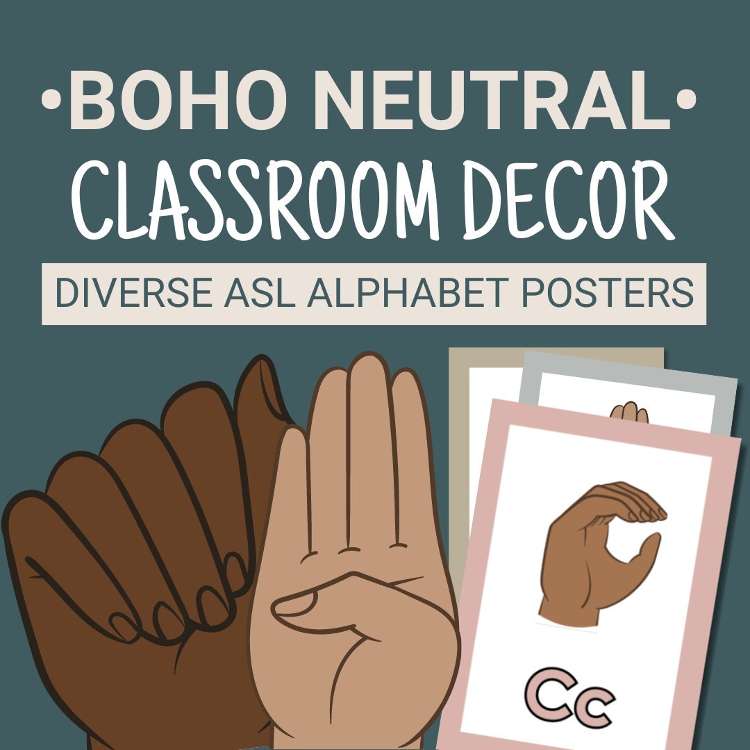 ASL | American Sign Language | Alphabet Poster | Boho - Etsy