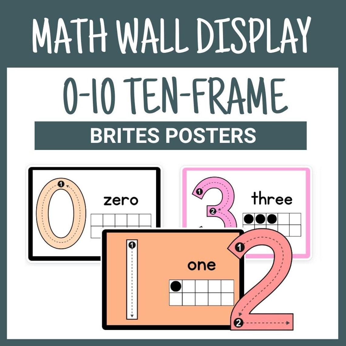 Number Posters Ten Frames Brites Rainbow Classroom Decor - Etsy
