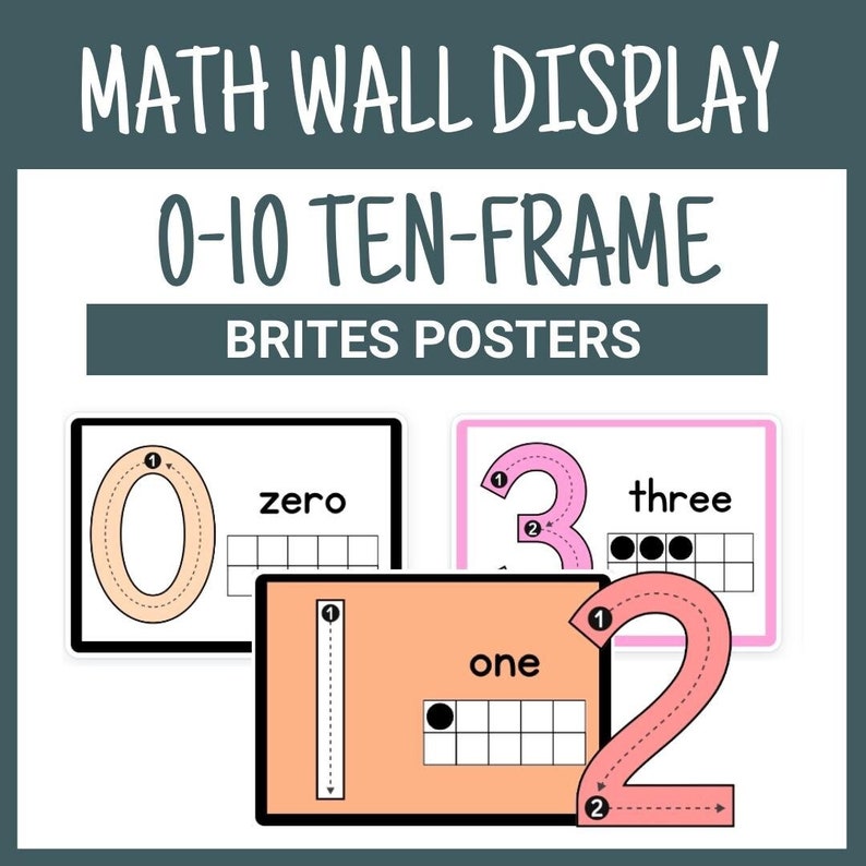 Number Posters Ten Frames Brites Rainbow Classroom Decor - Etsy