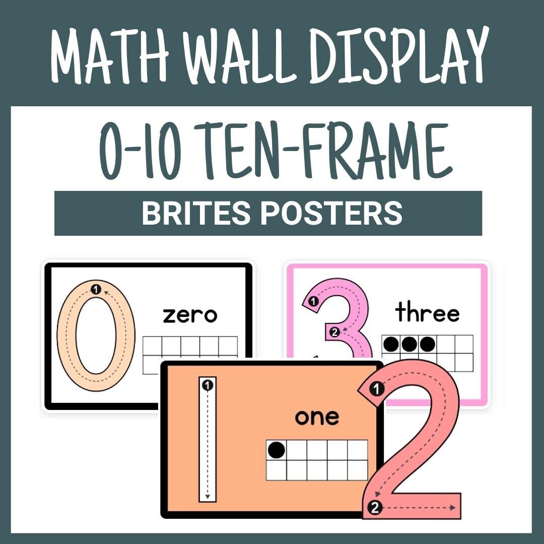 Number Posters Ten Frames Brites Rainbow Classroom Decor - Etsy