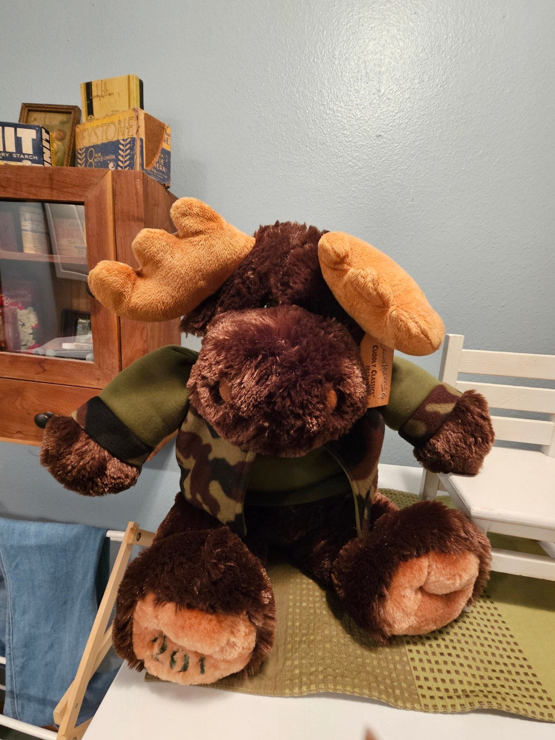 DAN DEE Hunting Moose Stuffed Animal With Camo Vest Sears and Roebuck ...
