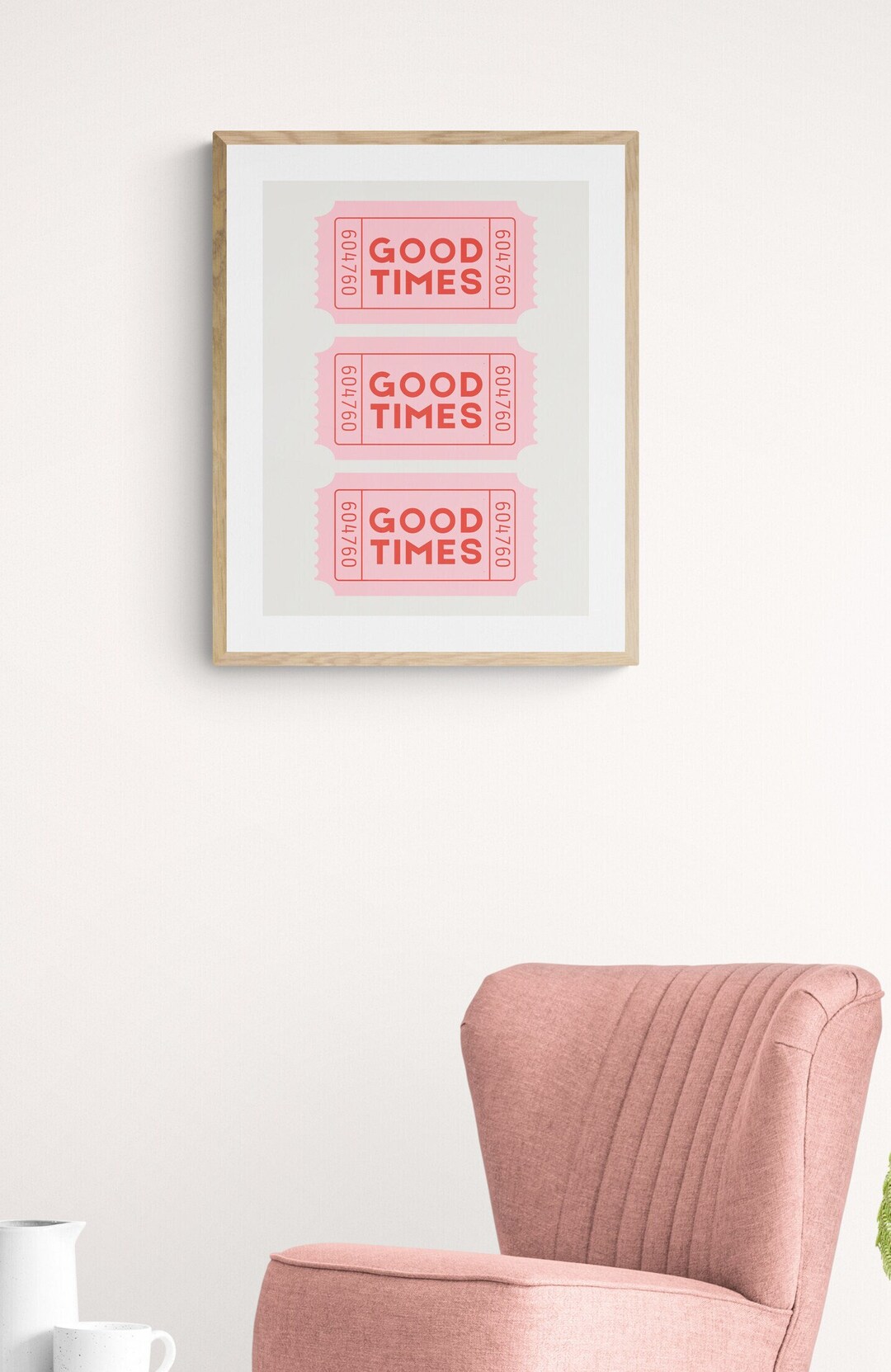 Pink Retro Ticket Wall Art, Printable Good Times Ticket Wall Decor ...