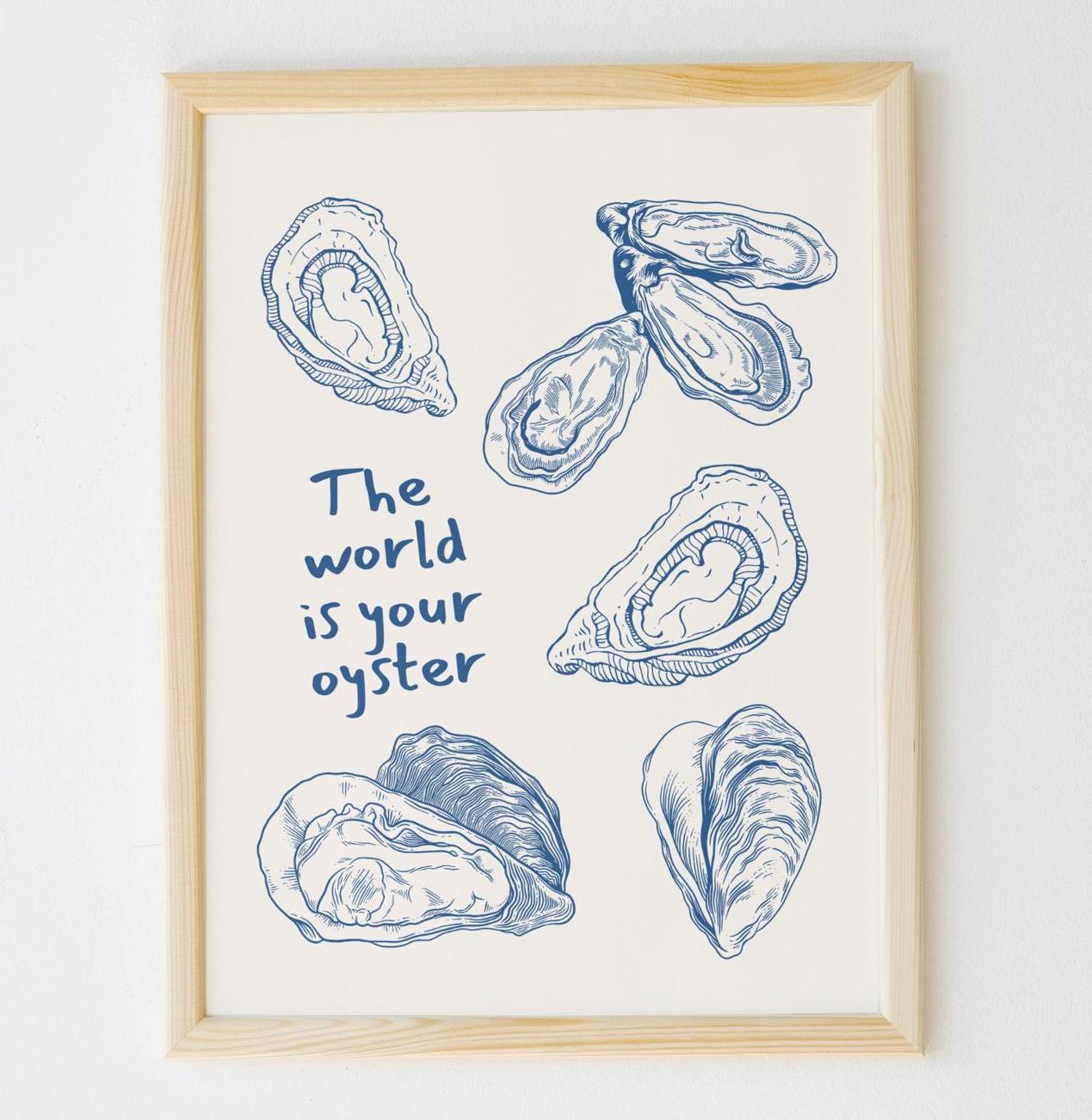 World is Your Oyster Print, Oyster Shell Print, Coastal Digital ...