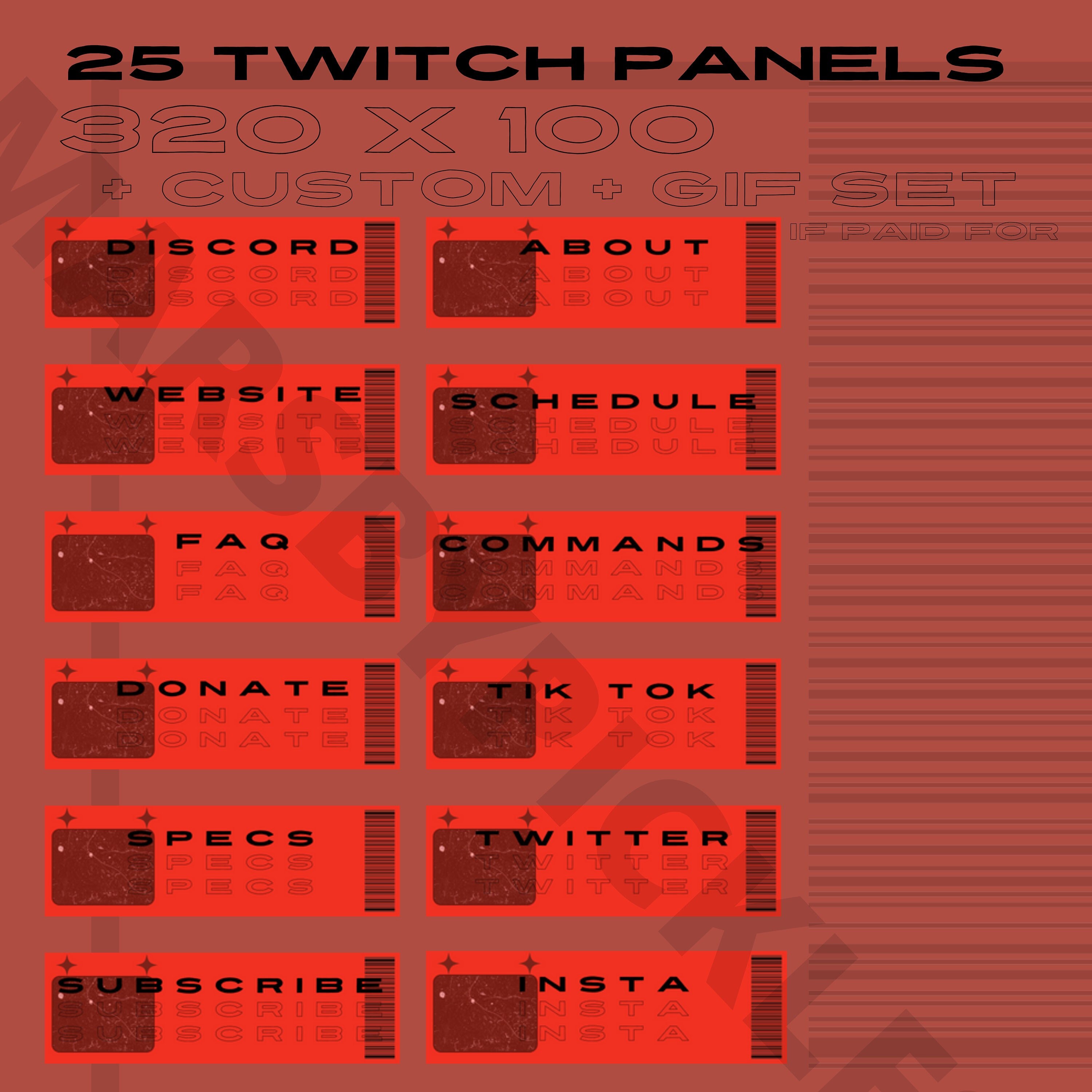 Ticket-style Twitch Panels 25 Pack Custom. - Etsy