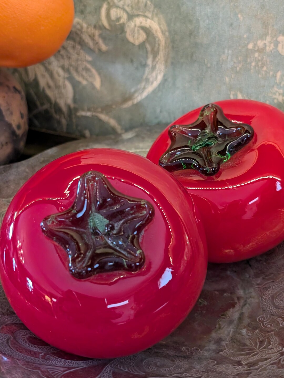 Vintage Glass Fruit, Murano-style Tomatoes, Set of Two - Etsy