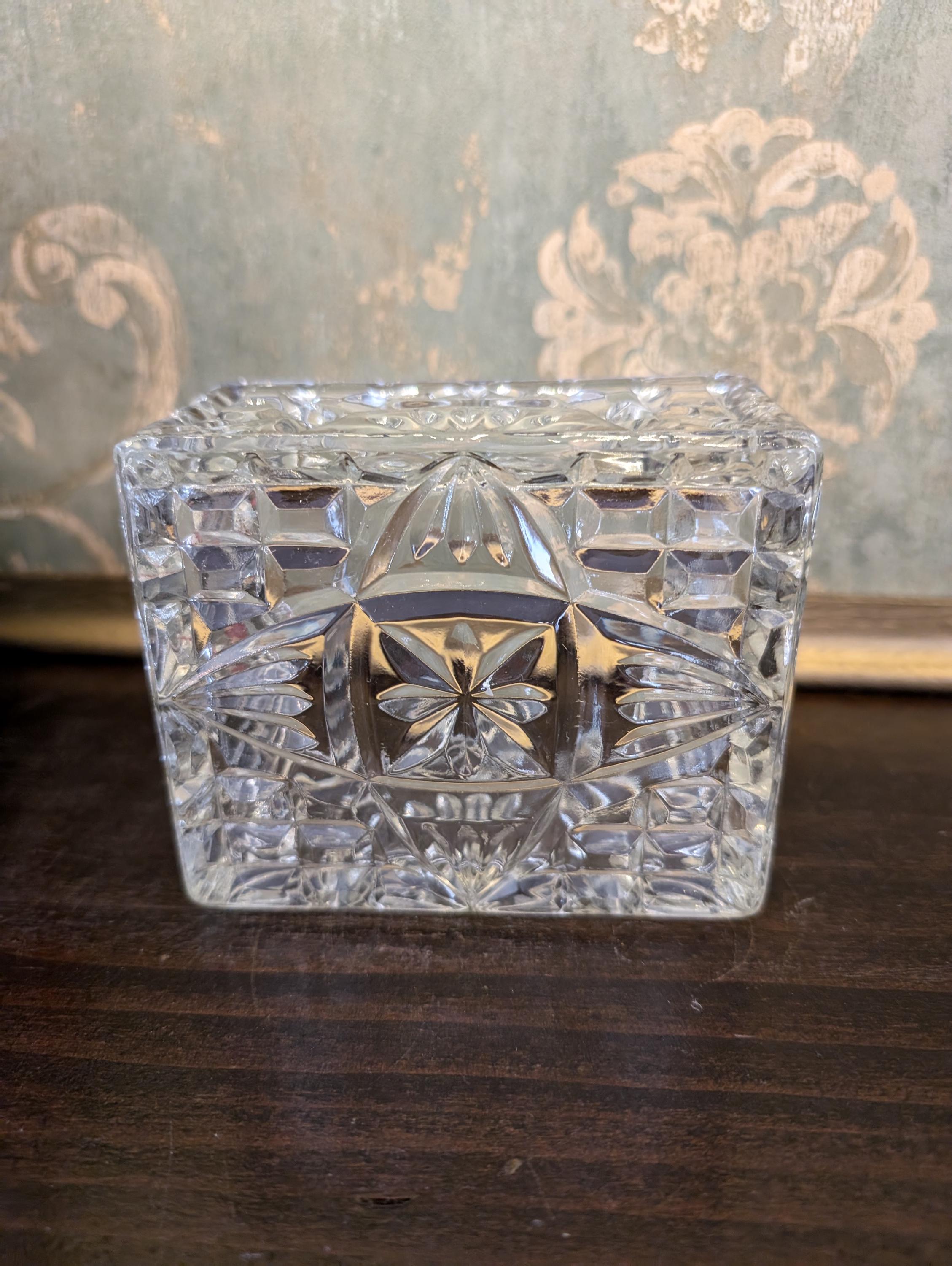 Art Deco Crystal Box With Ruby Red Rose Lid - Etsy