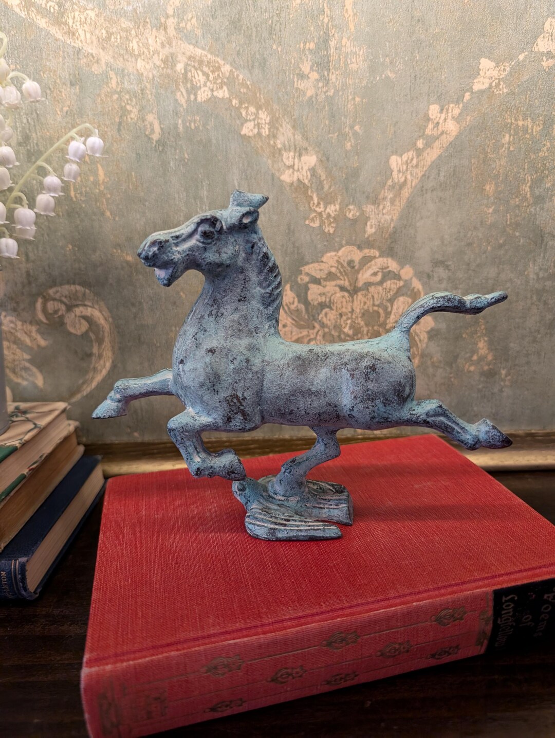 Vintage Flying Horse of Gansu Sculpture, Verdigris Bronze - Etsy