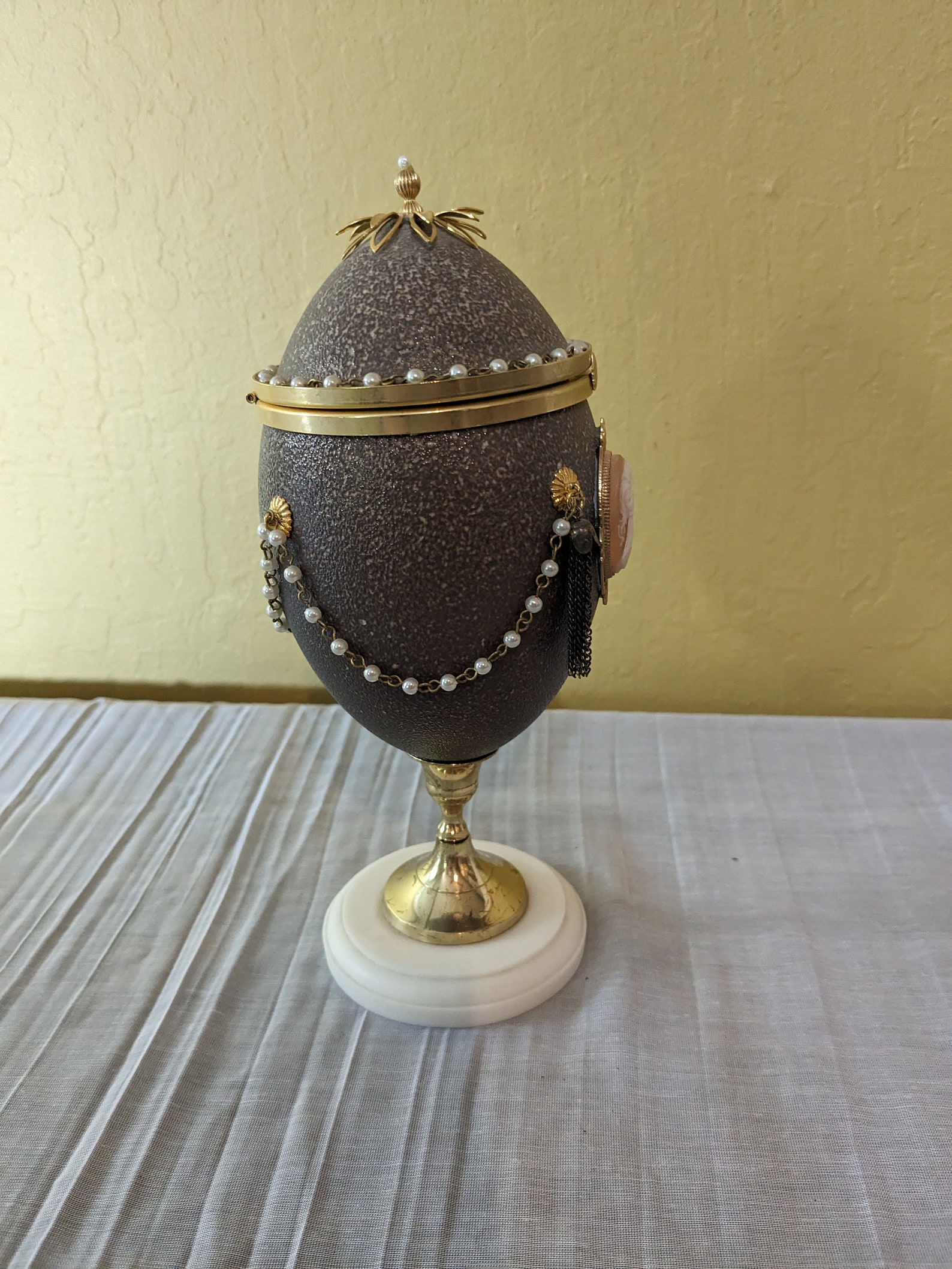Unique Faberge-style Decorative Emu Egg With Cameo, Handcrafted in ...