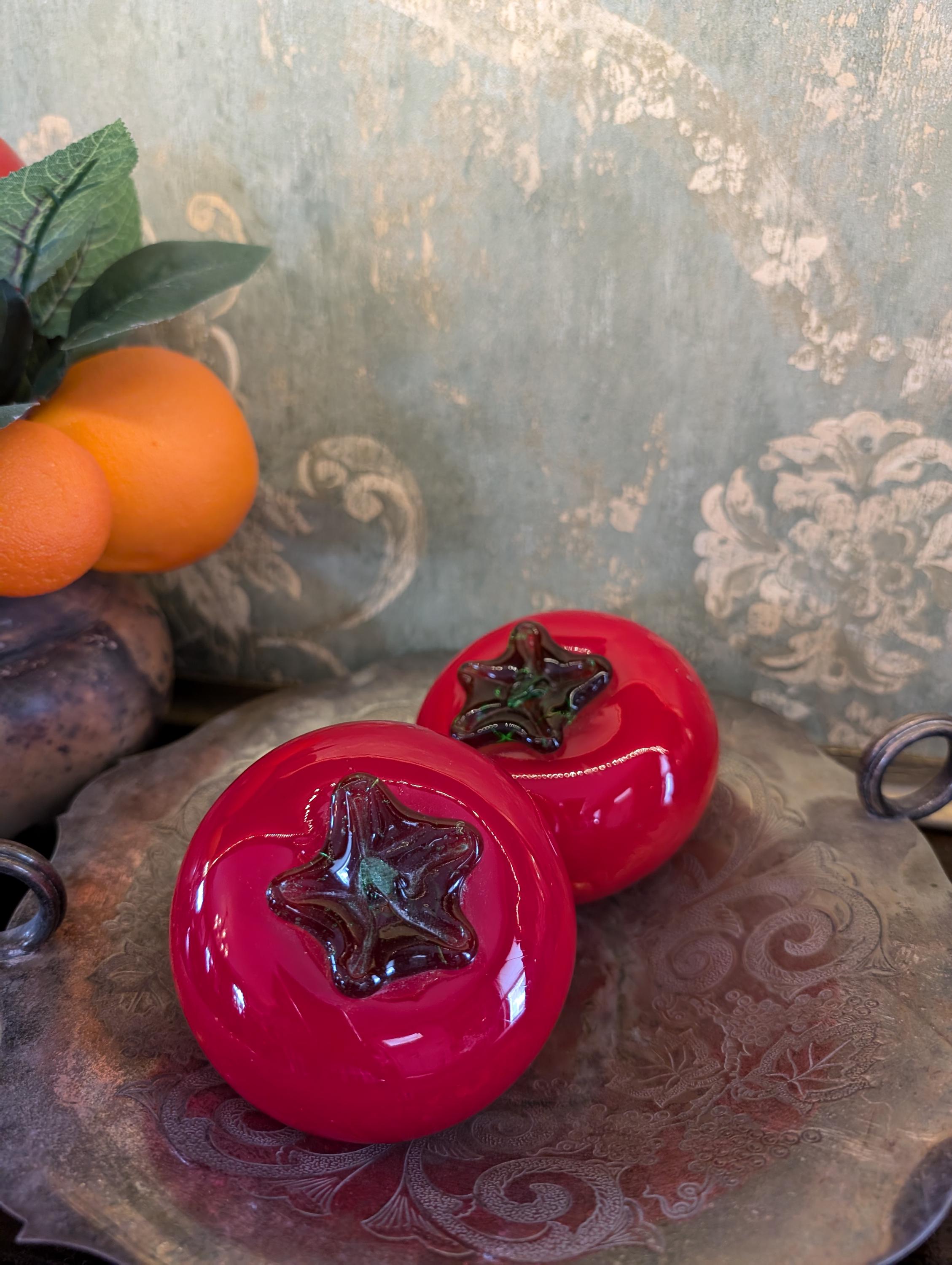 Vintage Glass Fruit, Murano-style Tomatoes, Set of Two - Etsy