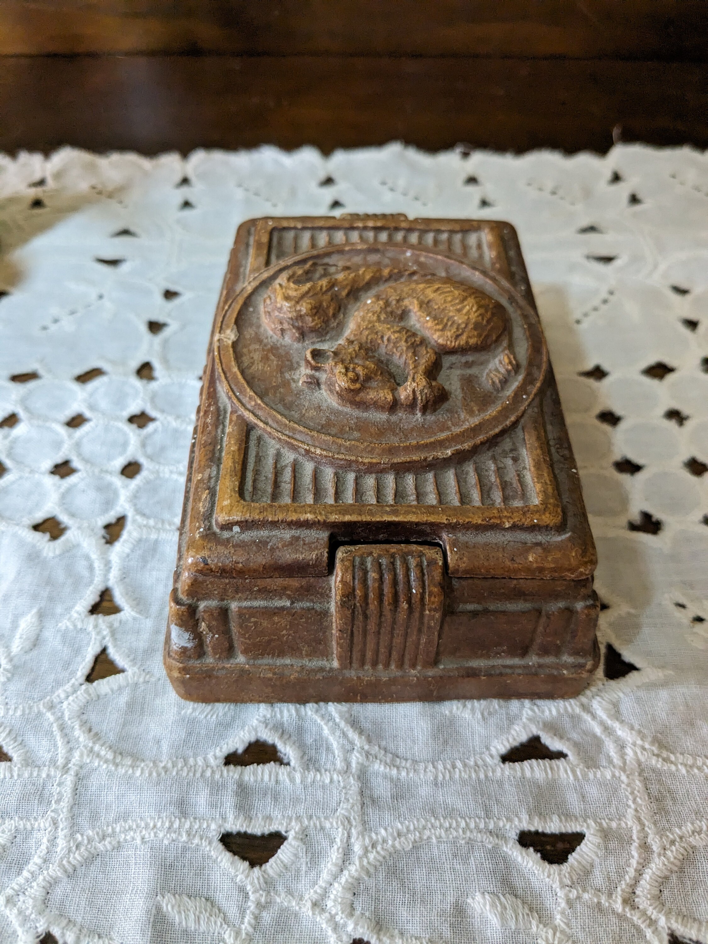 Vintage Syroco Cigarette Box, Trinket Box With Carved Squirrel - Etsy