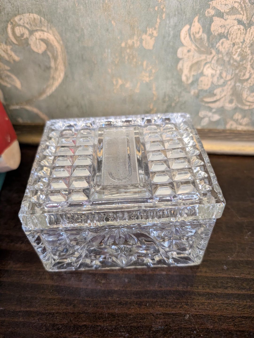 Art Deco Cut Crystal Trinket Box, Monogrammed Cigarette Box - Etsy