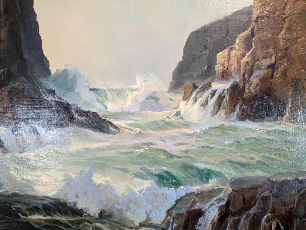 Mid Century Seascape, Vernon Kerr, California Artist, Vintage Oil ...