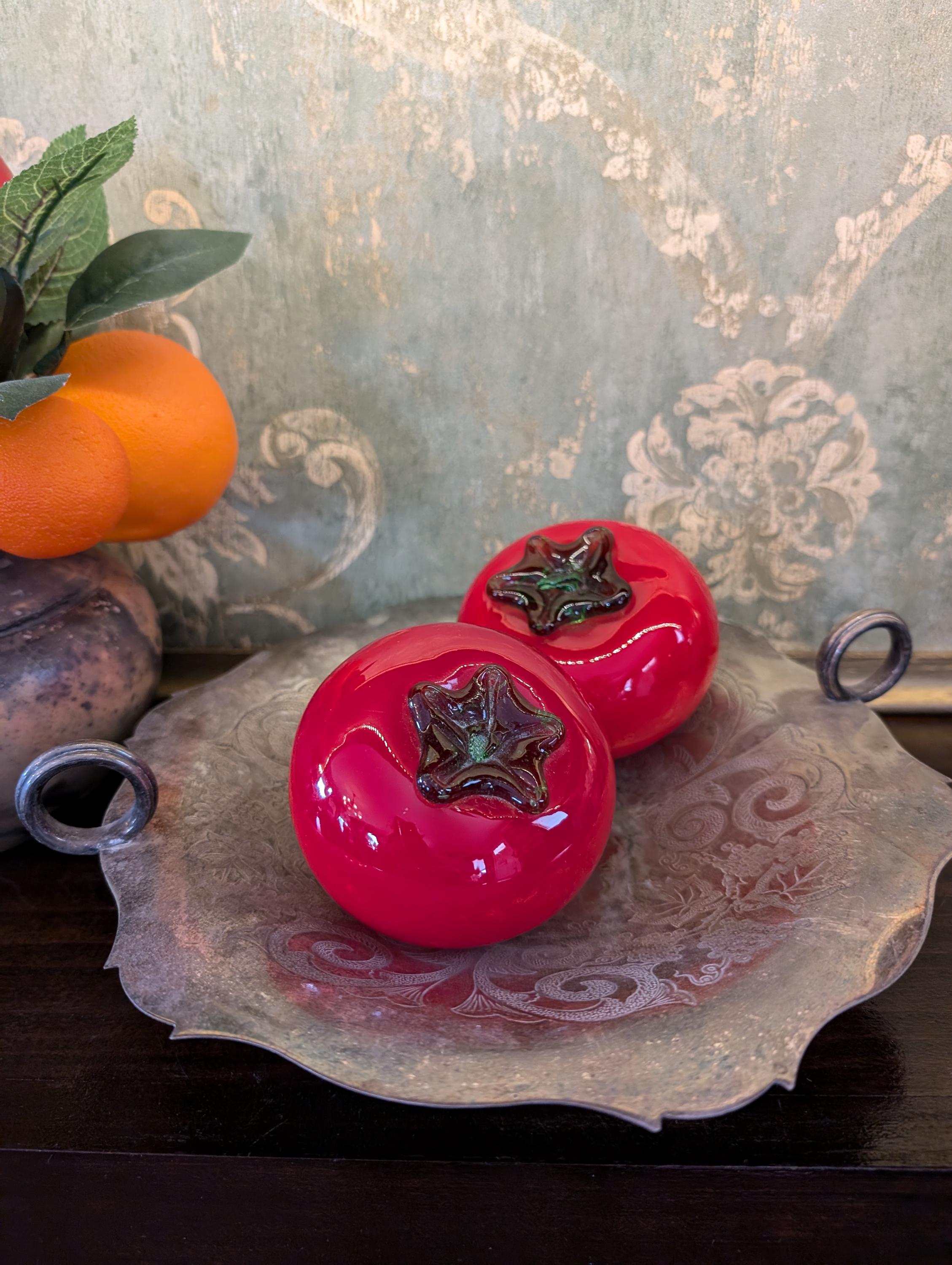 Vintage Glass Fruit, Murano-style Tomatoes, Set of Two - Etsy
