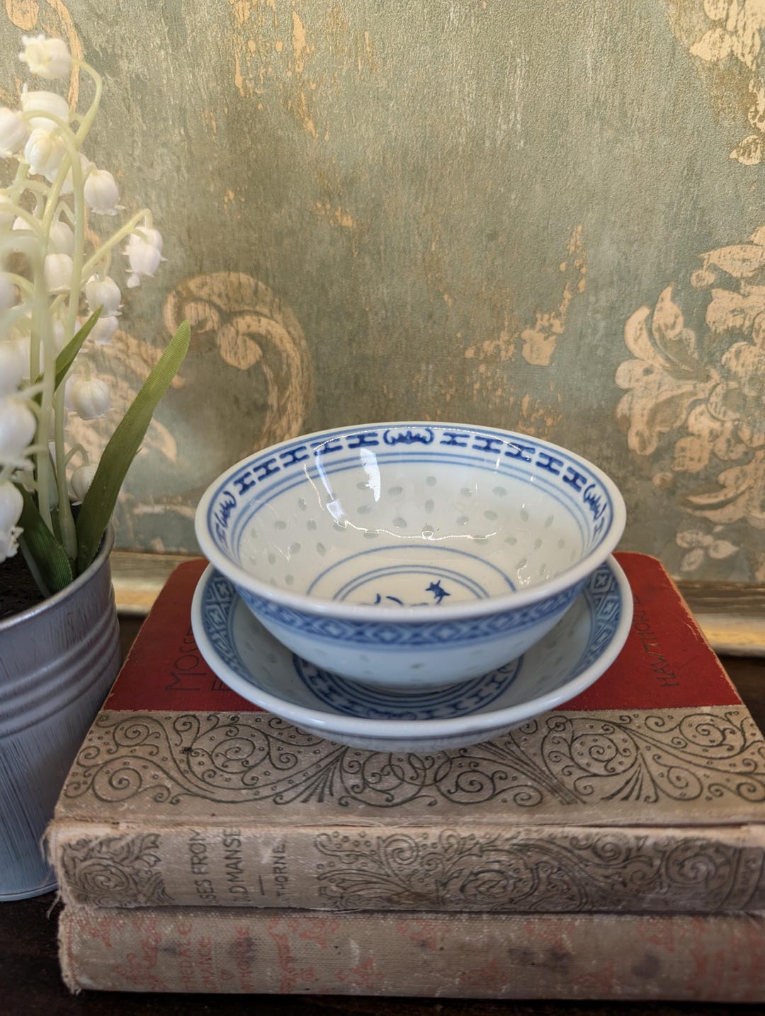 Vintage Chinese Tea Set, Rice Pattern Porcelain - Etsy