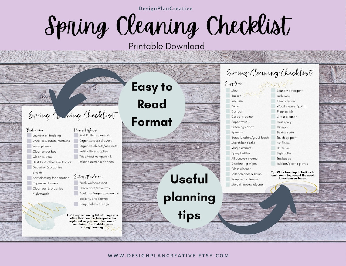 Spring Cleaning Checklist for Organized Deep Cleaning Supplies - Etsy