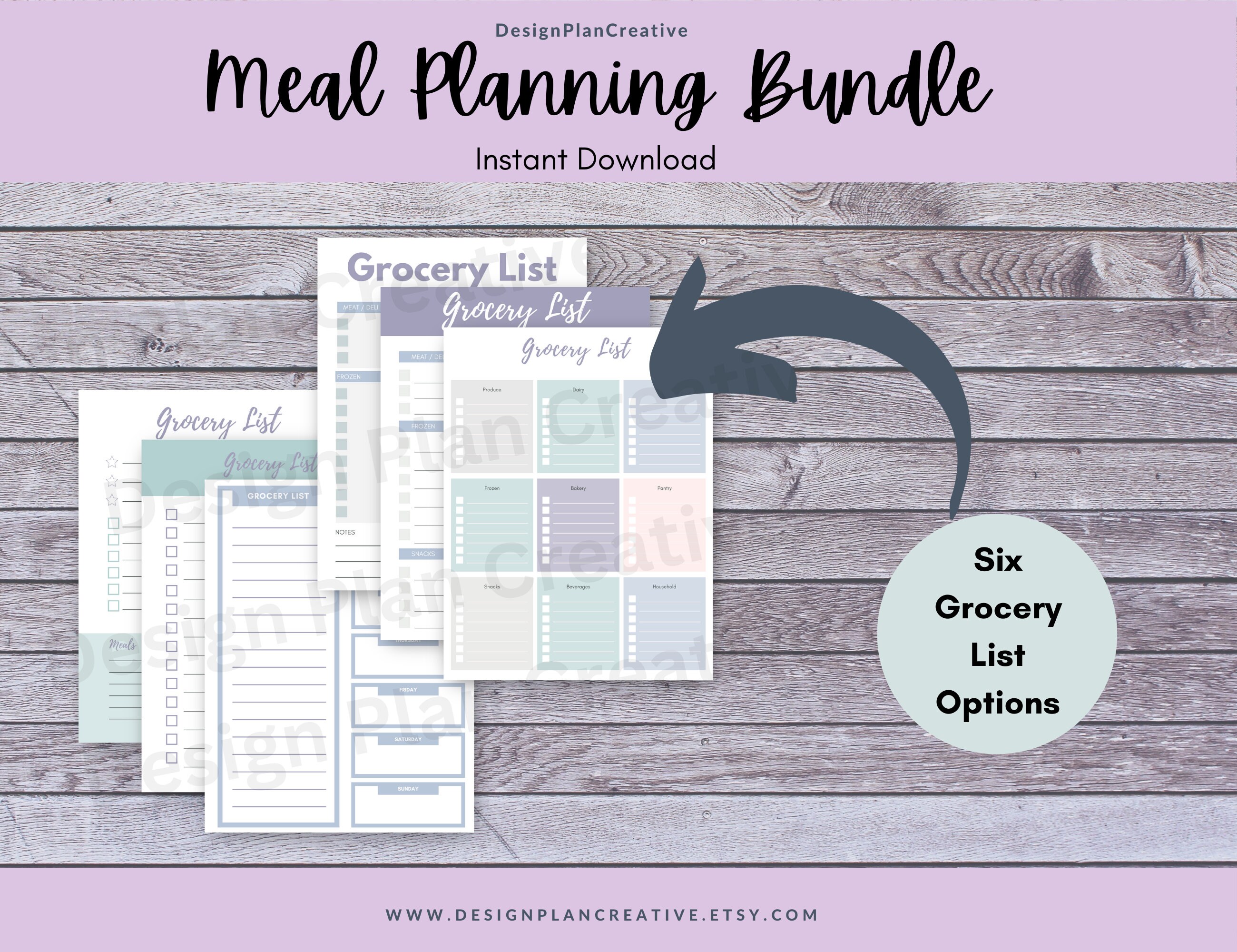 Meal Planner Printable Meal Planner With Grocery List Printable Grocery ...