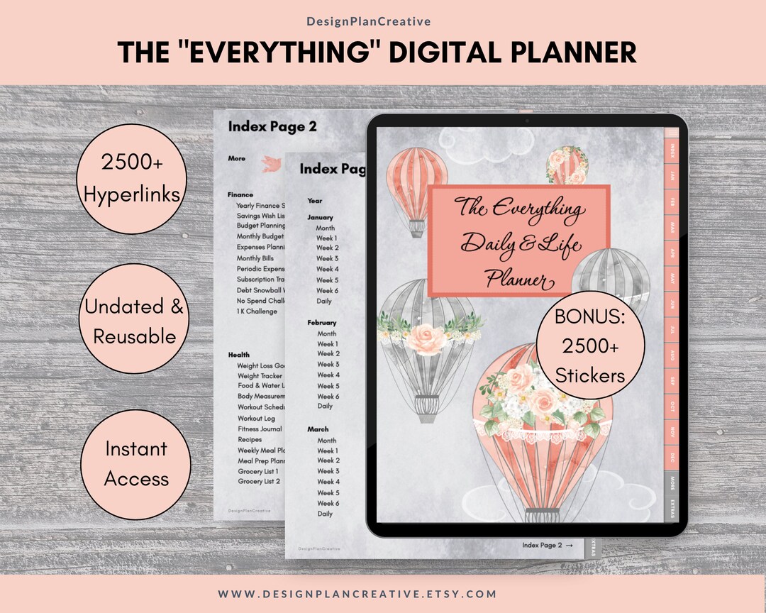 Daily and Life Digital Planner Digital Organizer Weekly Planner ...