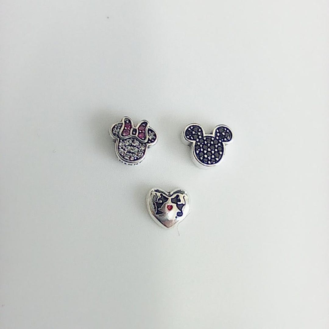 Pandora Sterling Silver Minnie Mickey Kiss Petite Locket Charms Set - Etsy