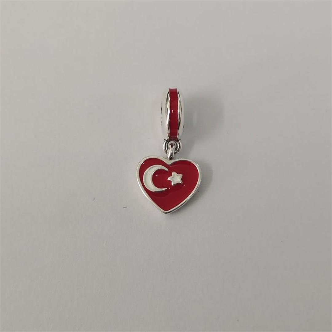 Pandora Charm Bead turkey Heart Flag Retired - Etsy