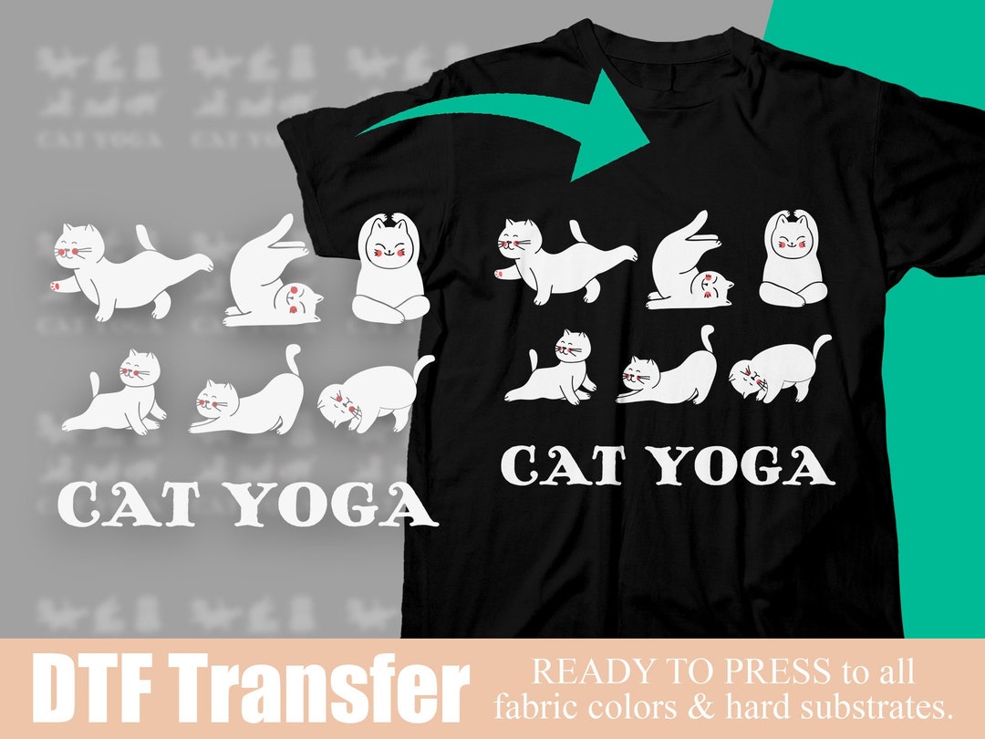 Cat Yoga Poses Yoga Design DTF Transfer Full Color - Etsy