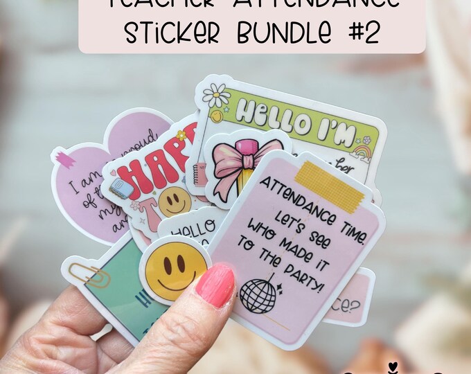 Teacher Attendance Sticker Bundle Pack #2, Cute Stickers Gift, Kindle ...