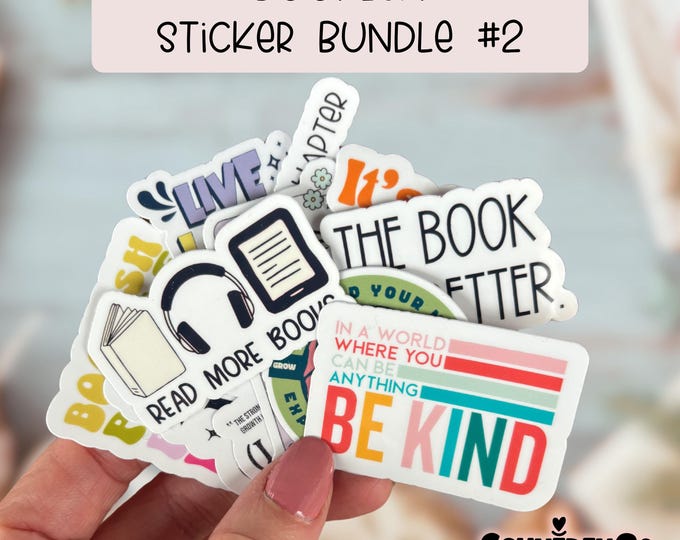 Bookish Sticker Bundle Pack #2, Books and Kindness Stickers, Gift for ...