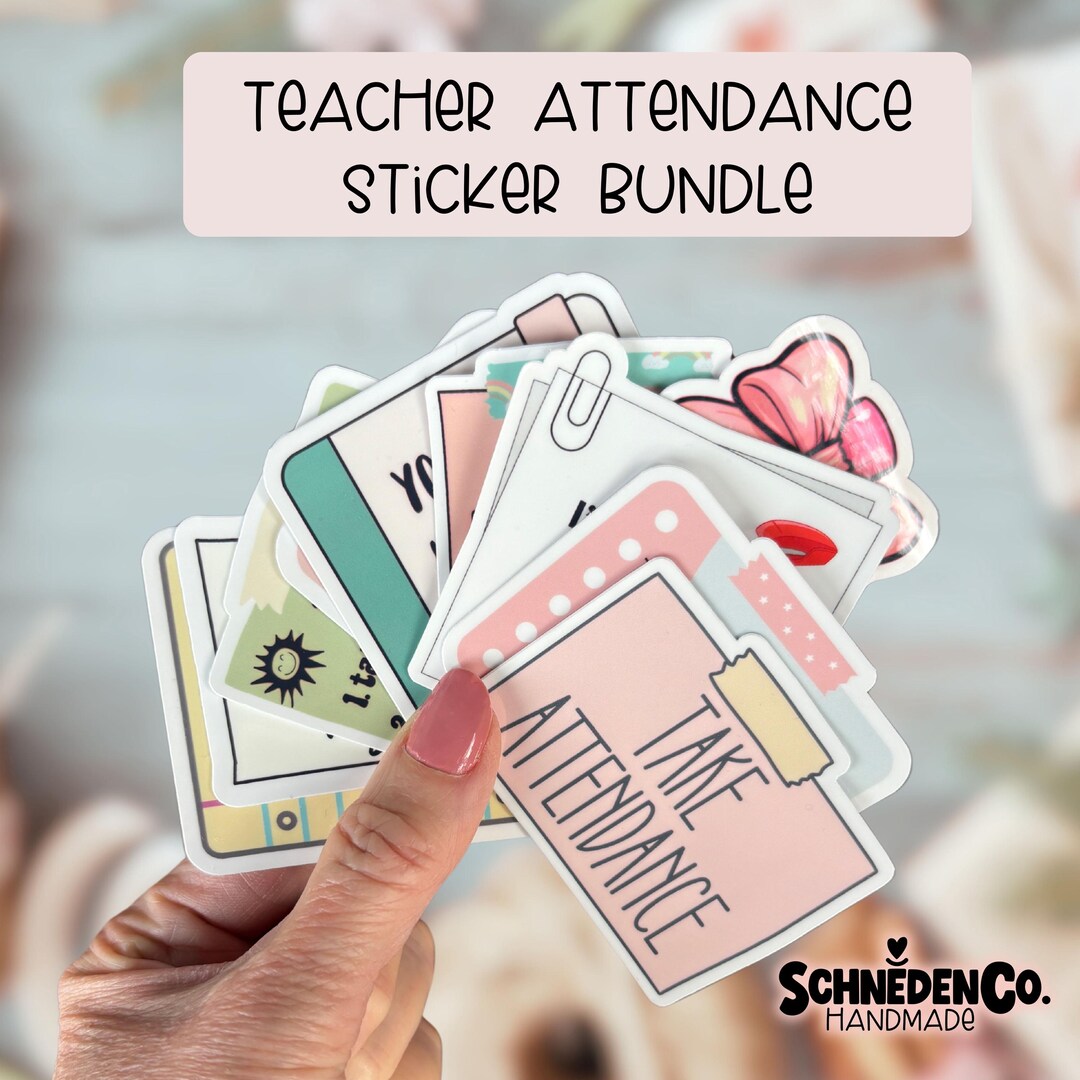 Teacher Attendance Sticker Bundle Pack, Cute Stickers Gift, Kindle ...