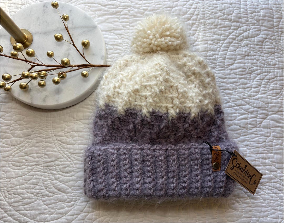 Cute Crochet Beanie Hat, Handmade Crochet Beanie With Yarn Pom Pom ...